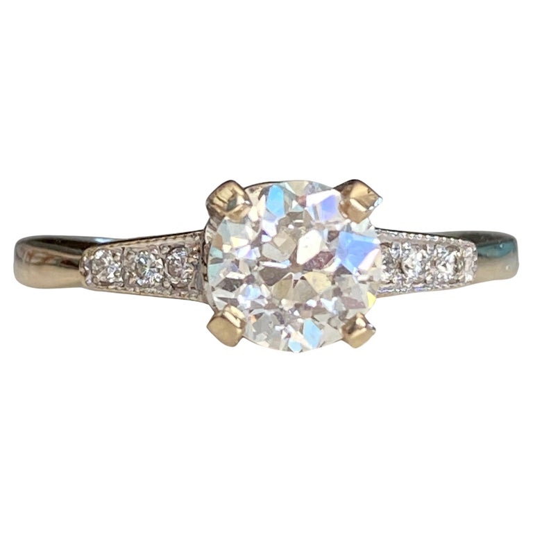 Vintage 1940s .84 Carat Diamond 18k Engagement Ring For Sale at 1stDibs