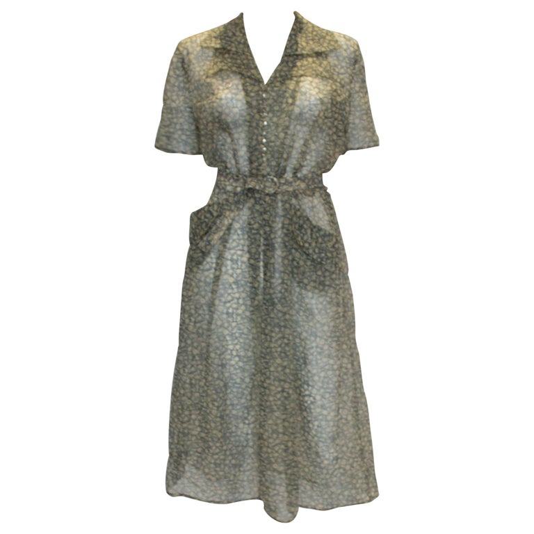 Vintage 1940s Apple Print Dress For Sale at 1stDibs