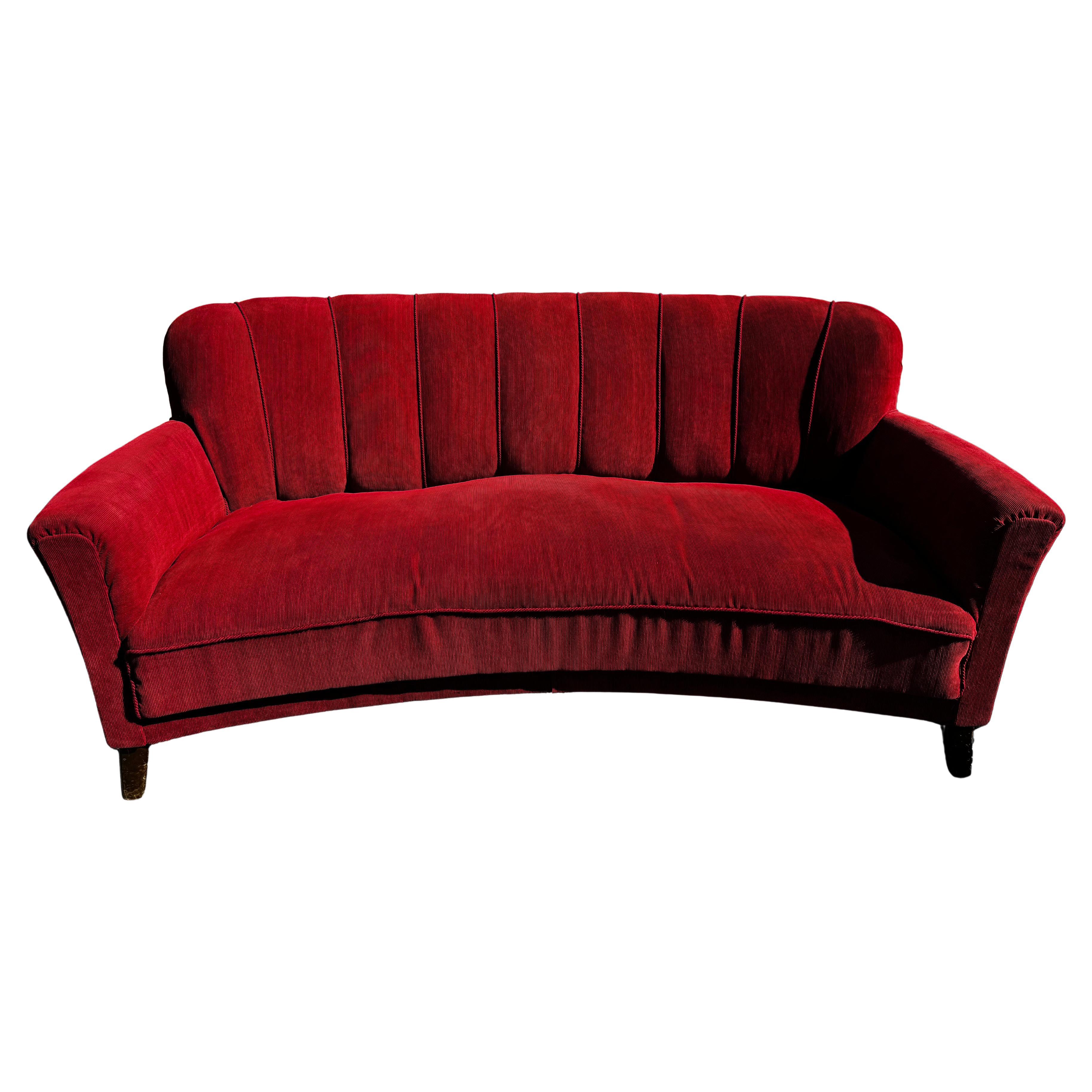 Art Deco Sofa Three Seat Sofa with Curved Form For Sale at 1stDibs