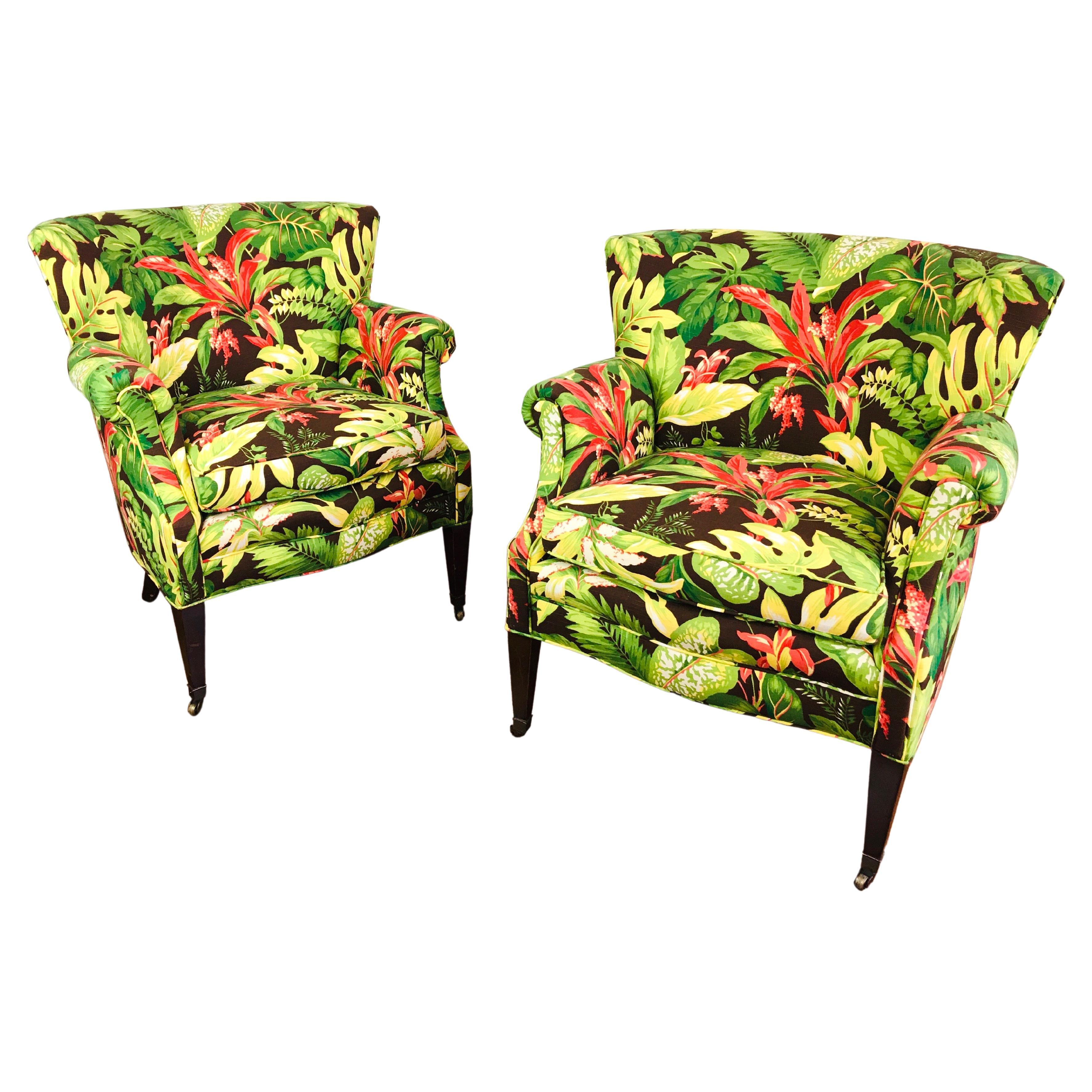 Pair of Danish Upholstered Biedermeier Arm Chairs in Cuban Mahogany, c ...