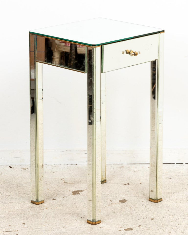 Vintage 1940s Mirrored Single Drawer Bed Stand For Sale at 1stDibs