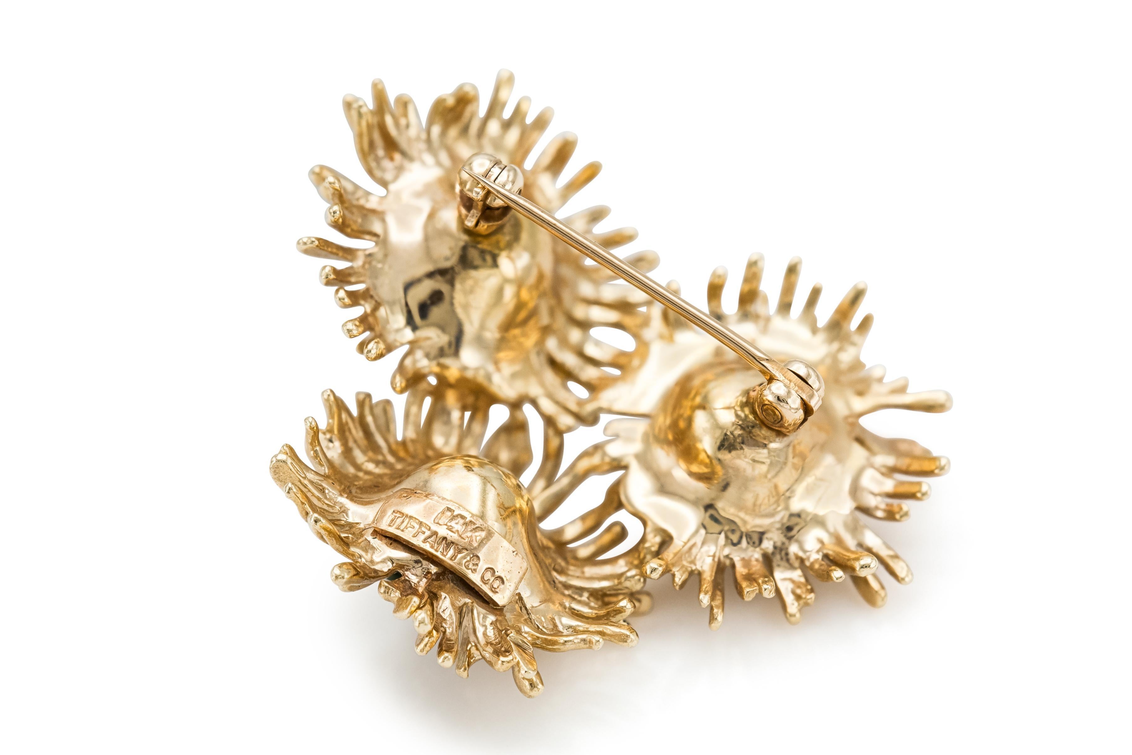 Vintage 1940s Retro Tiffany and Co. Gold Tri Flower Brooch with ...