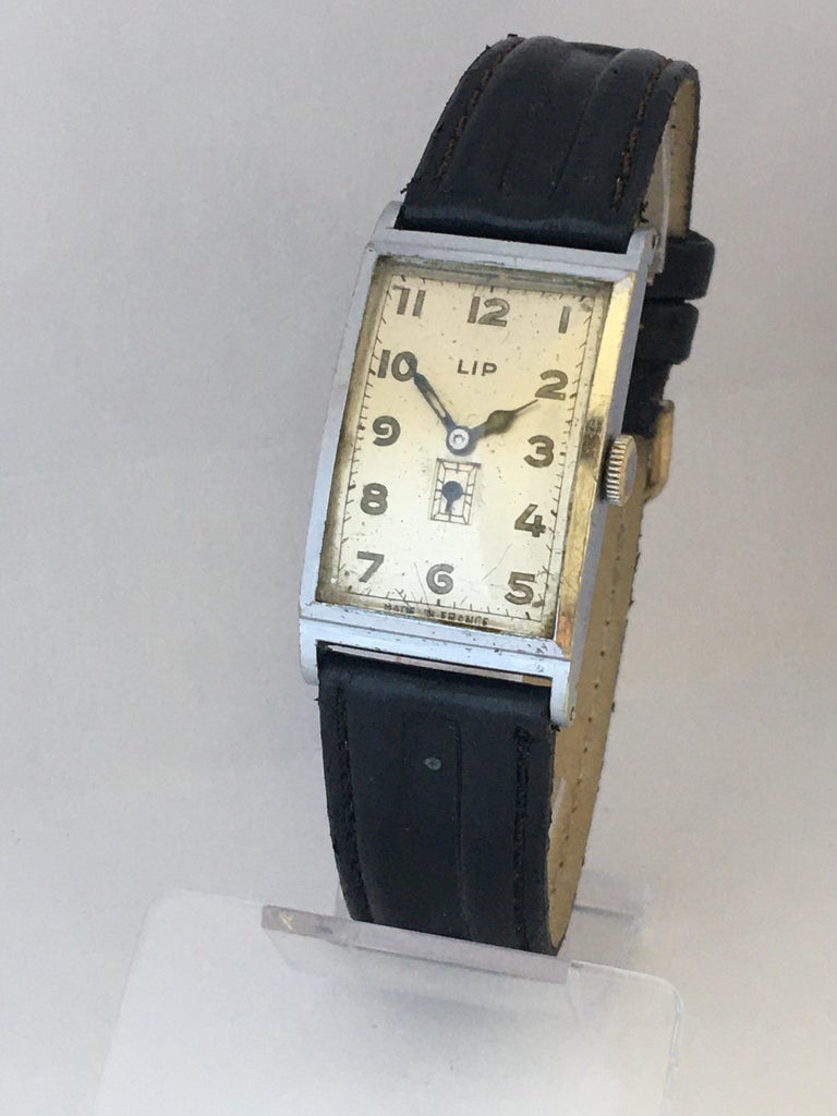 Vintage 1940s Silver plated LIP Mechanical Watch For Sale at 1stDibs