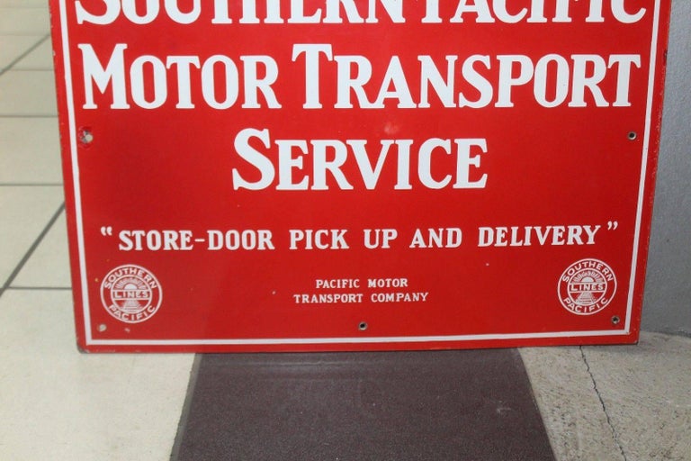 Vintage 1940s Southern Pacific Lines Motor Transport Service Porcelain ...