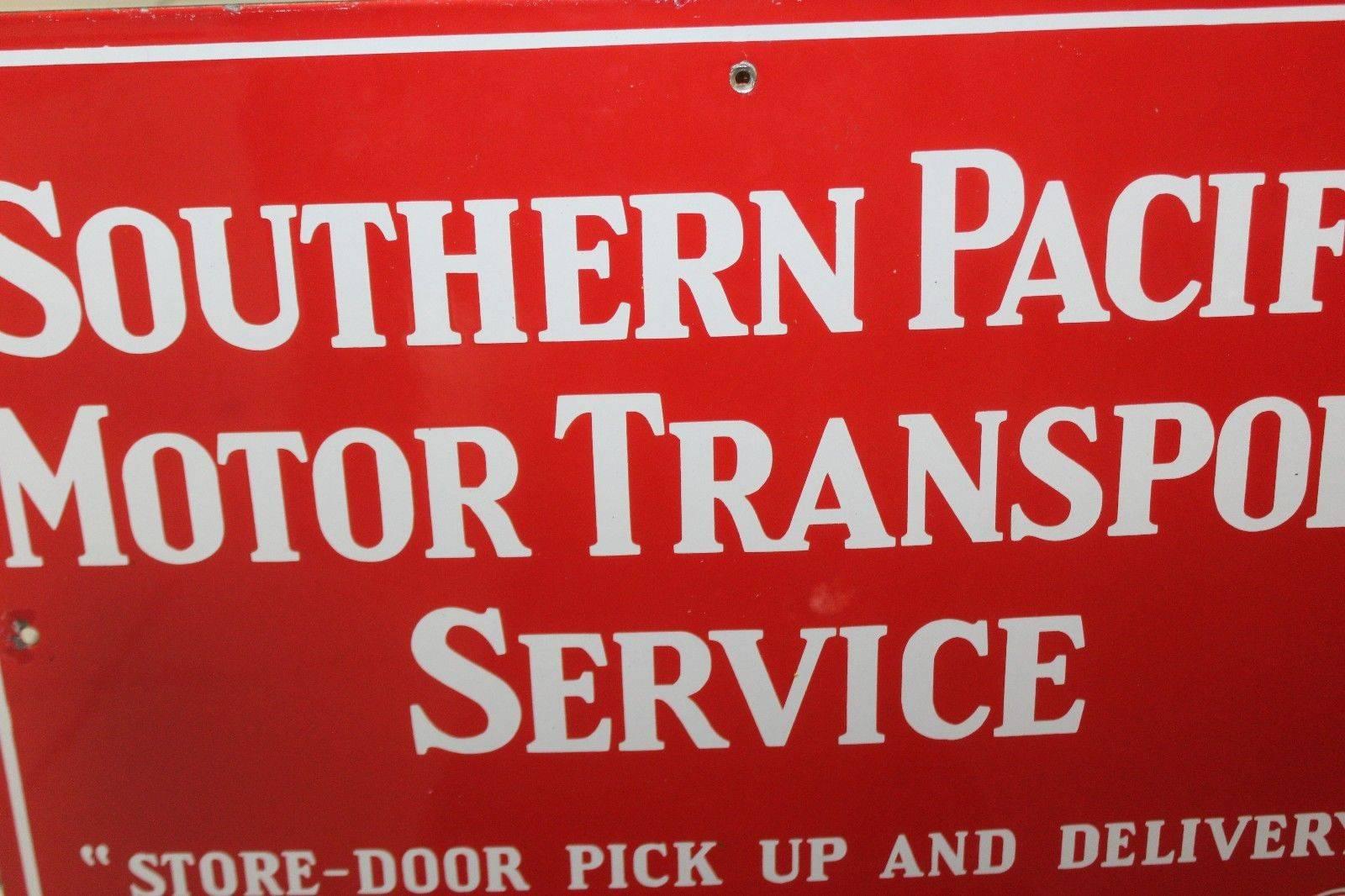 Vintage 1940s Southern Pacific Lines Motor Transport Service Porcelain ...