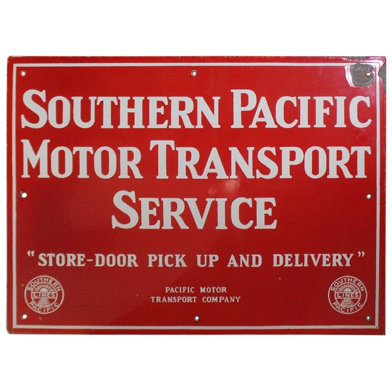 Vintage 1940s Southern Pacific Lines Motor Transport Service Porcelain ...