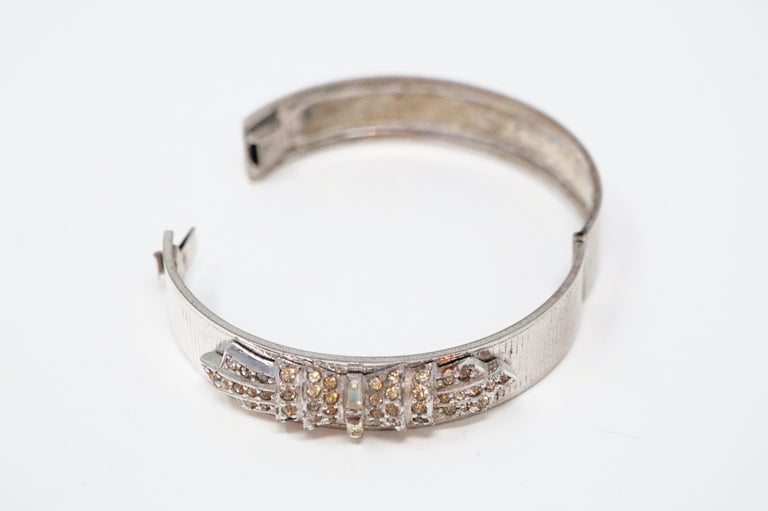 Vintage 1940s Sterling Silver Bangle Bracelet with Rhinestones by Harry ...