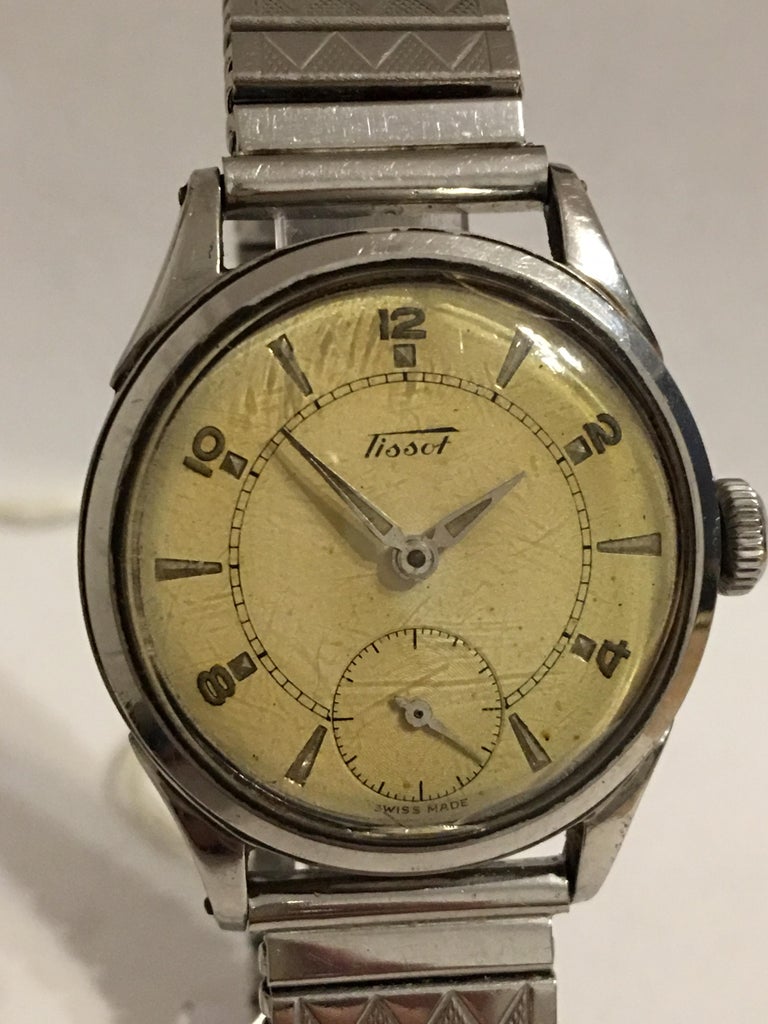 Vintage 1940s Tissot Stainless Steel Watch at 1stDibs