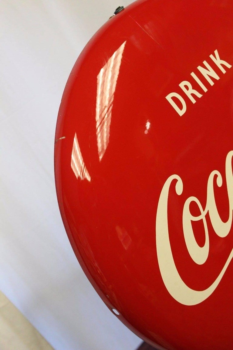 Vintage 1947 Coca Cola Bottle Pillar Sign with 1951 Coke Button ...