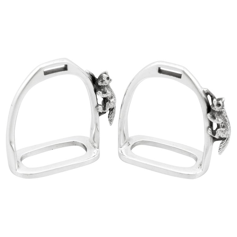 Vintage 1947 Pair of Sterling Silver Fox Napkin Rings For Sale at ...