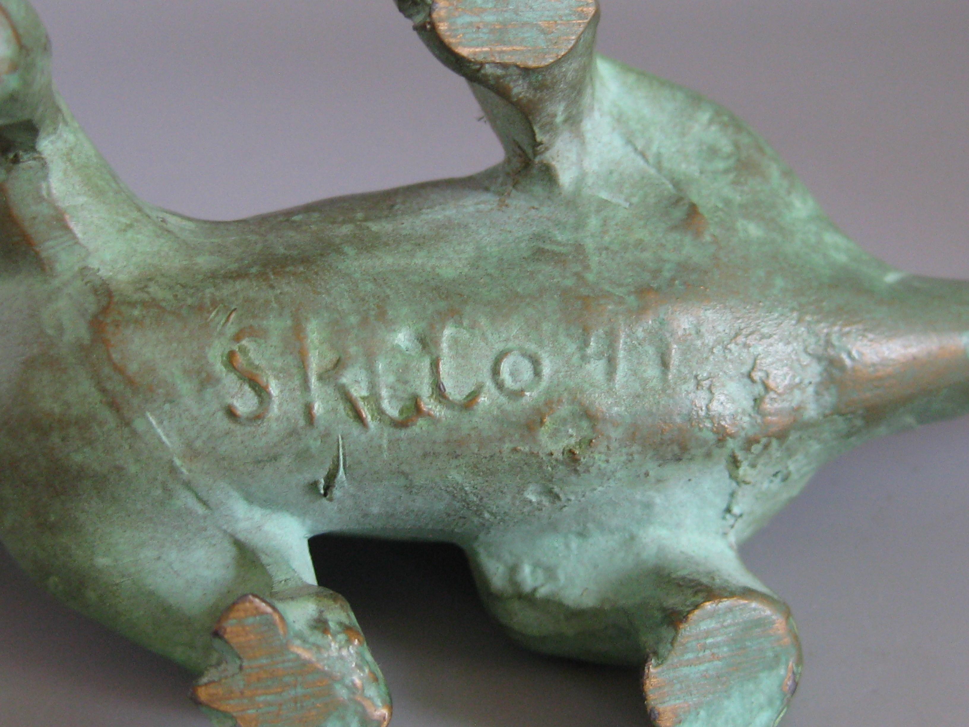 Vintage 1947 SRG Bronze Dimetrodon Dinosaur Science Statue Figure ...
