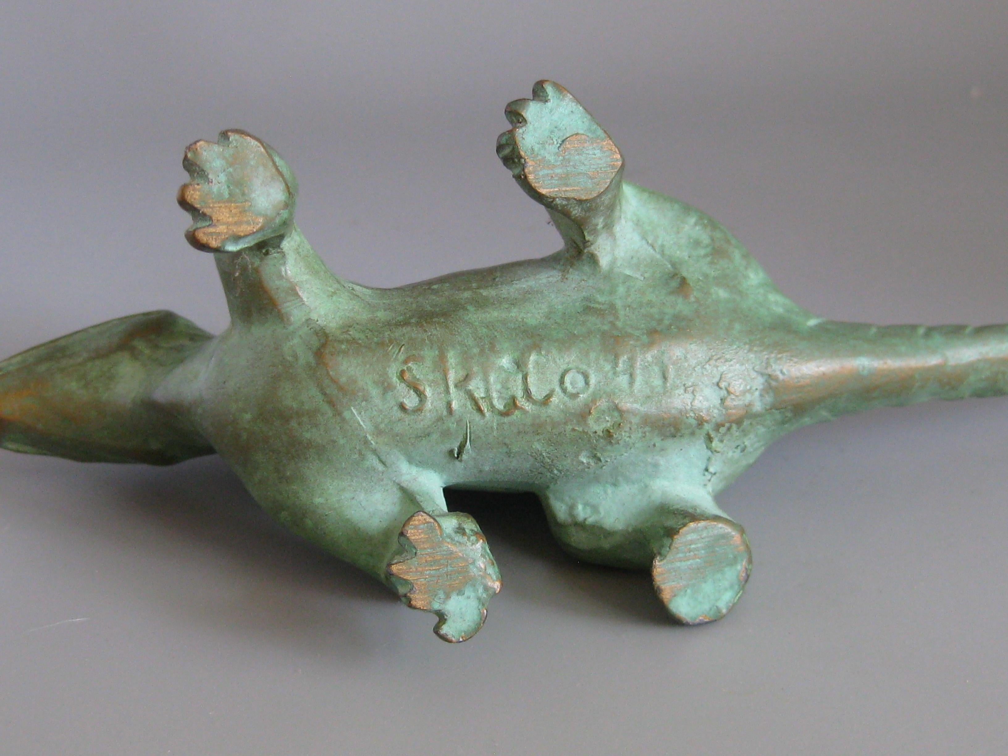 Vintage 1947 SRG Bronze Dimetrodon Dinosaur Science Statue Figure ...