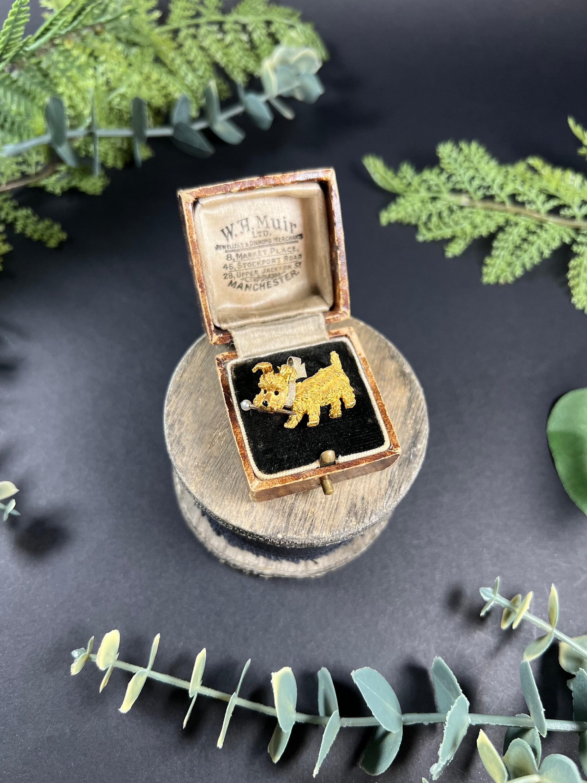 Vintage 1950’s 18ct Two Colour Gold Schnauzer Dog Brooch For Sale at ...