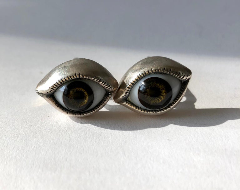 Vintage 1950s American Surrealist Glass Eye Ball Cufflinks at 1stDibs