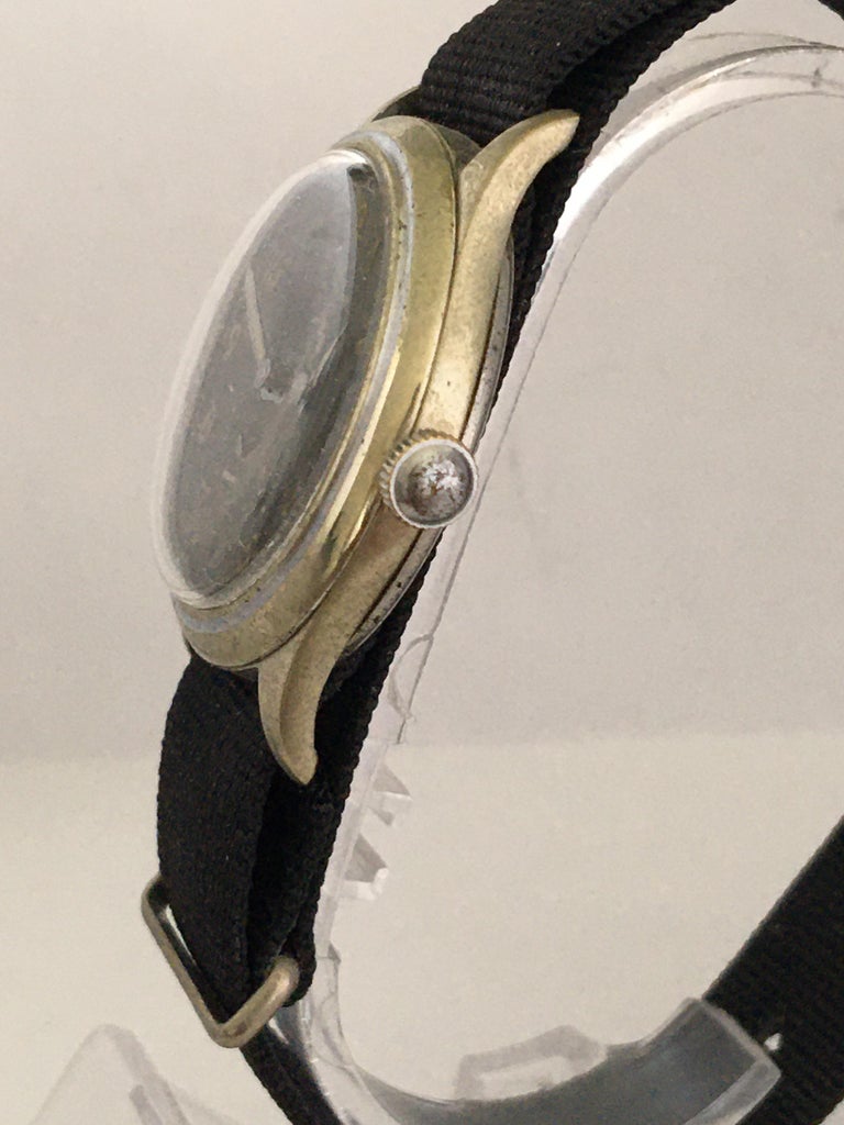 Vintage 1950s Black Dial Mechanical Watch For Sale at 1stDibs