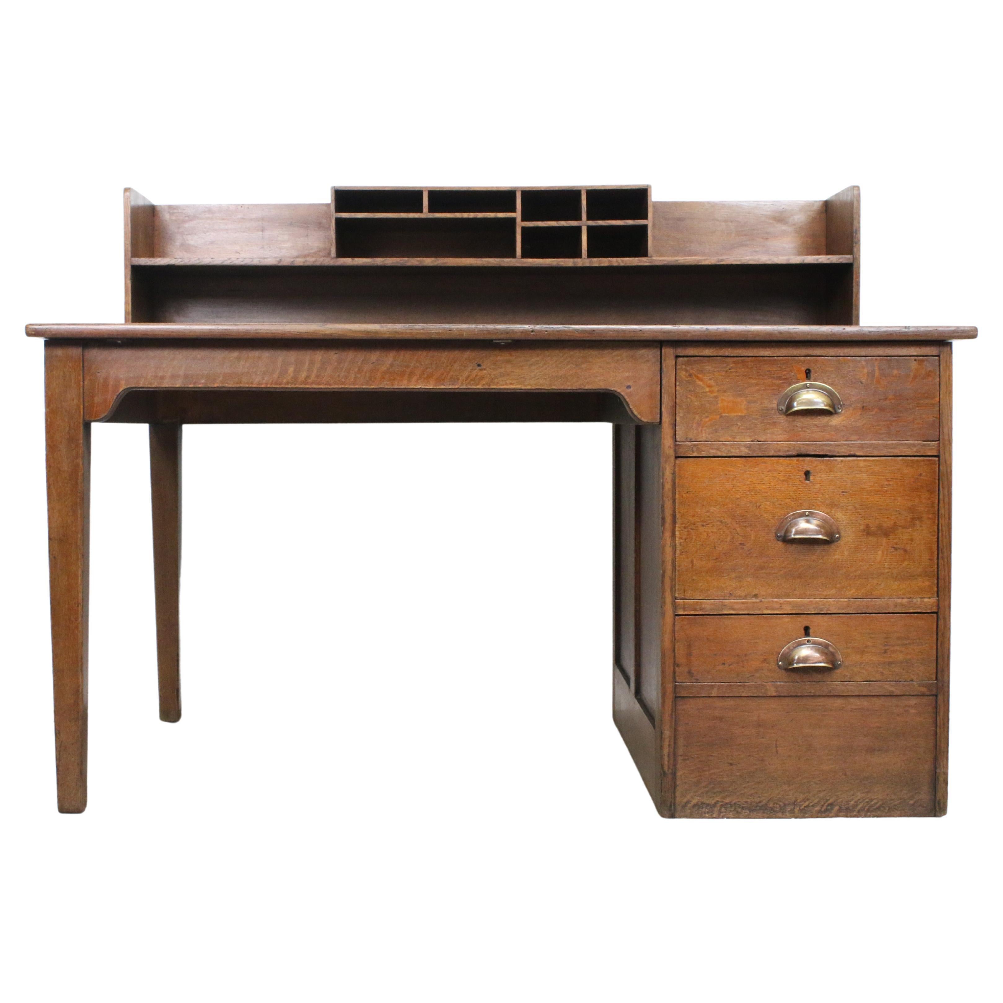 Vintage 1950s British Air Ministry Oak Single Pedestal Desk For Sale at ...