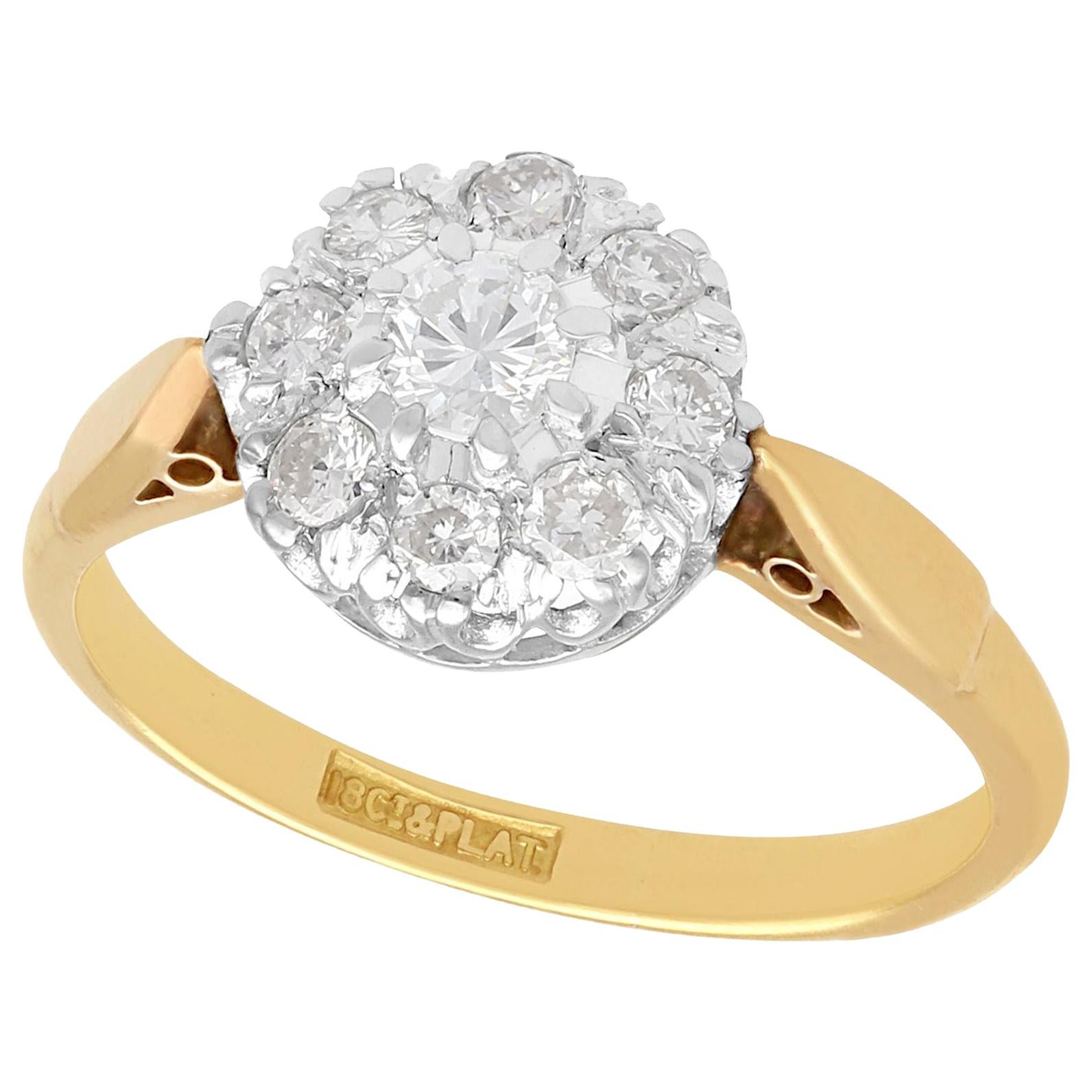 Diamond Gold and Platinum Cluster Ring For Sale at 1stDibs