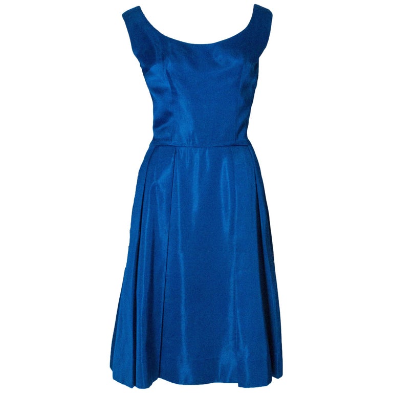 Vintage 1950s Electric Blue Cocktail Dress For Sale at 1stDibs ...