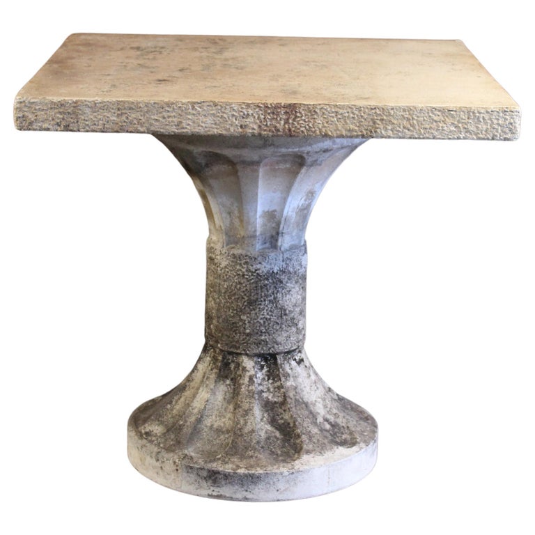 Vintage 1950s French Cast Concrete Garden Table For Sale at 1stDibs