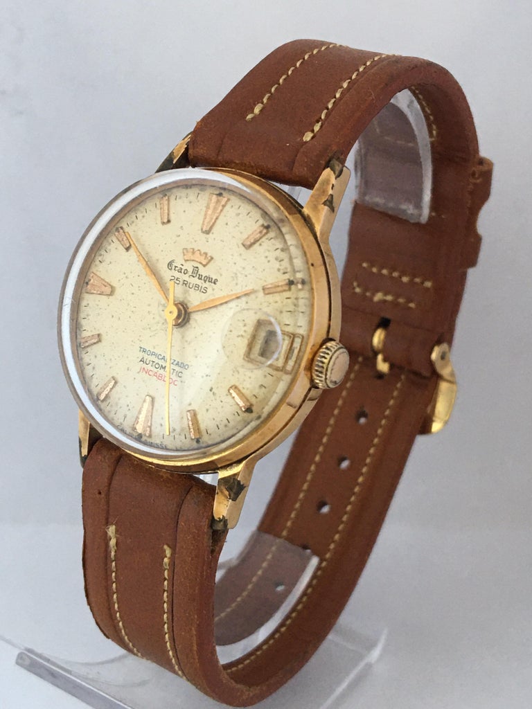 Vintage 1950s Gold Plated and Stainless Steel Back Automatic Watch For ...