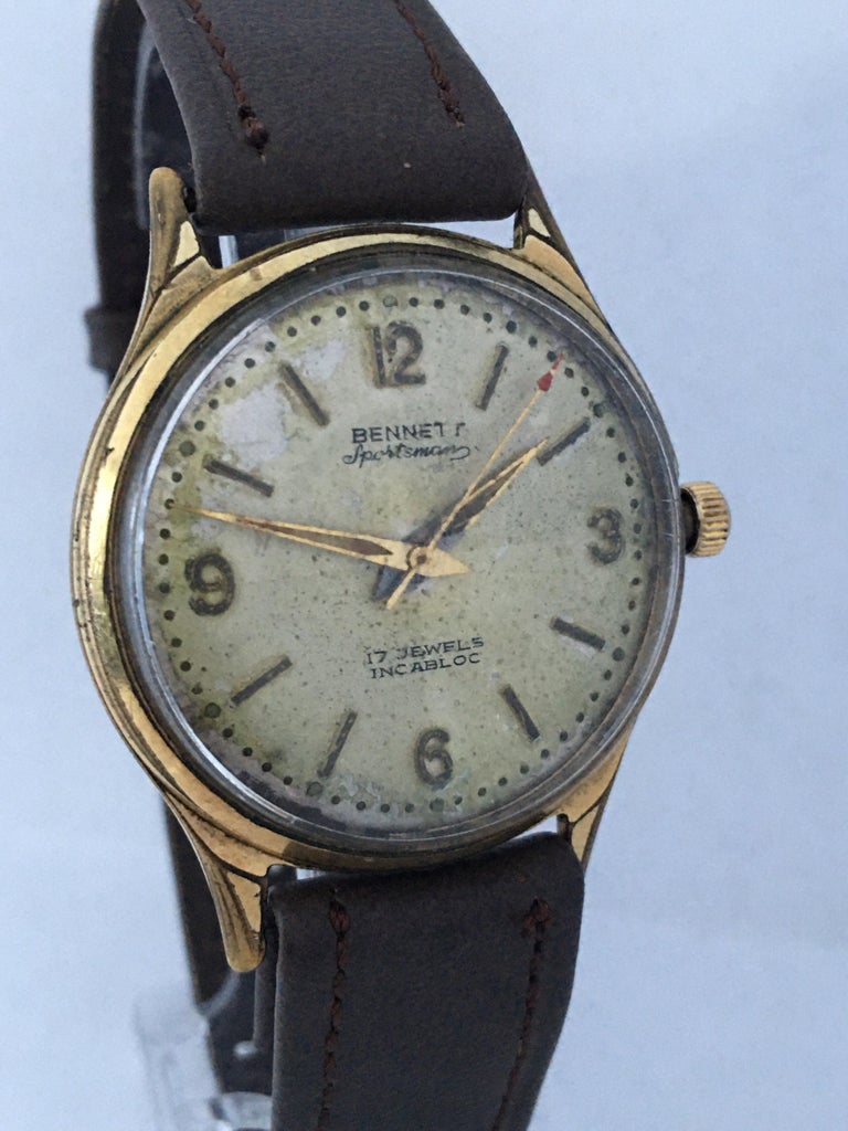 Vintage 1950s Gold-Plated Bennett Sportsman Mechanical Watch at 1stDibs