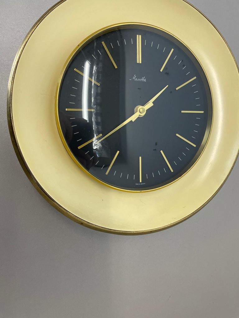 Vintage 1950s Hollywood Regency Brass Wall Clock Mauthe Electric ...