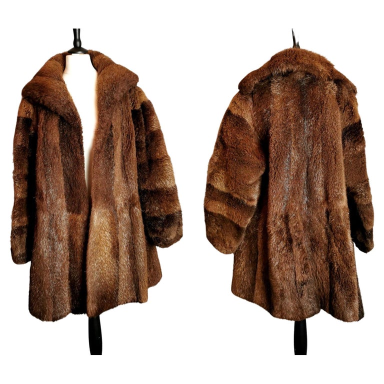 Vintage 1950s Italian fur swing coat, Lina For Sale at 1stDibs
