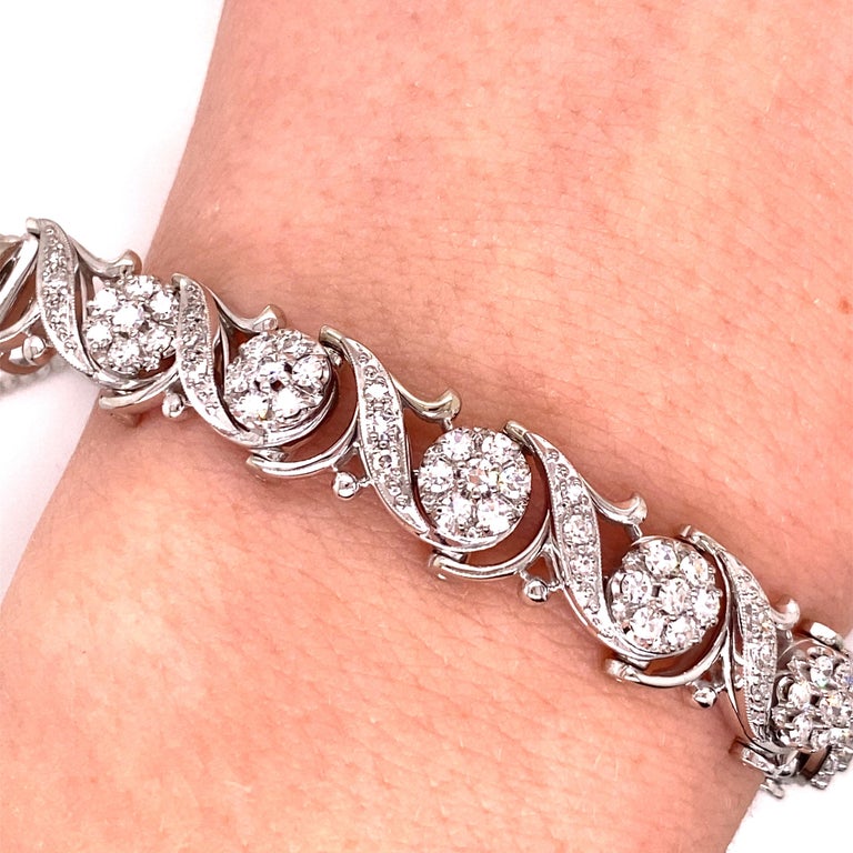 Vintage 1950's Jabel 18K White Gold Add-A-Section Diamond Bracelet 1 ...
