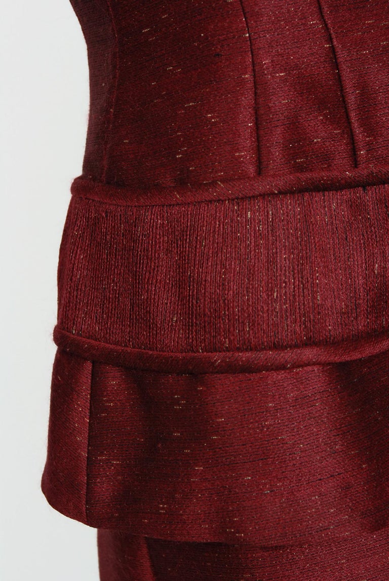 Vintage 1950's Lilli Ann Merlot Red Metallic Silk Pleated Jacket and ...