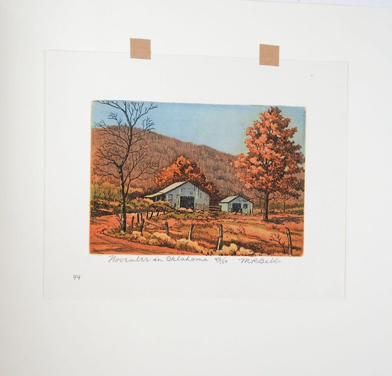 Vintage 1950s Maurie Bebb Oklahoma Farm Landscape Aquatint Etching For ...