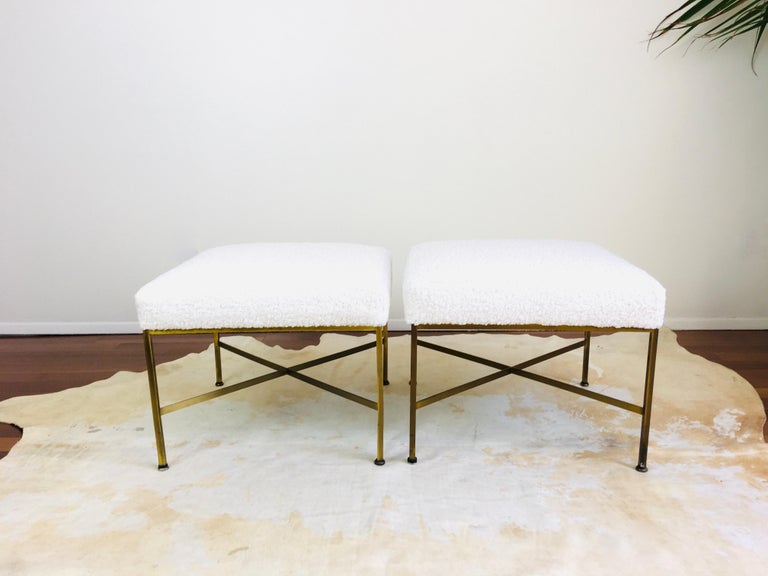 Vintage 1950s Pair Brass X Base Paul McCobb Calvin Mid-Century Stools ...