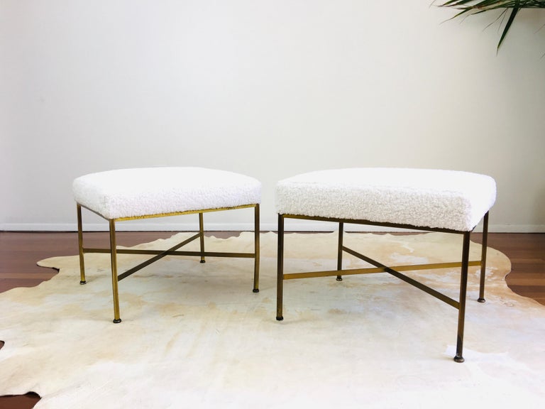 Vintage 1950s Pair Brass X Base Paul McCobb Calvin Mid-Century Stools ...