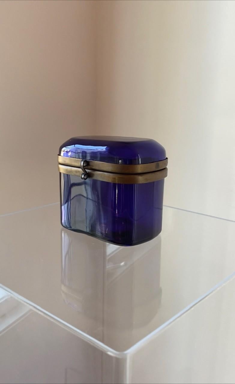 Vintage 1950s Murano Glass Glass Box with Brass Detail Made in Italy ...