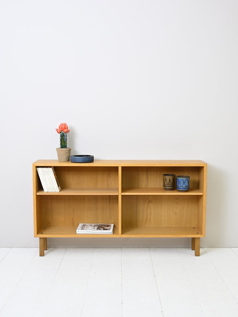 Vintage 1950s Oak Wood Bookcase For Sale at 1stDibs