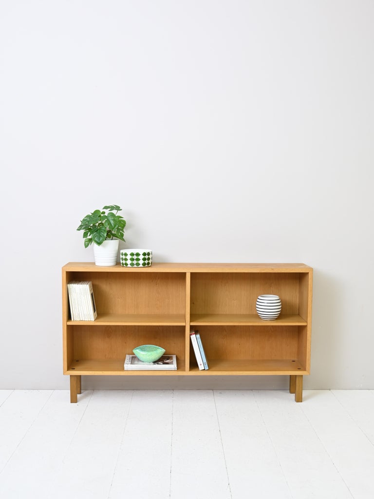 Vintage 1950s Oak Wood Bookcase For Sale at 1stDibs