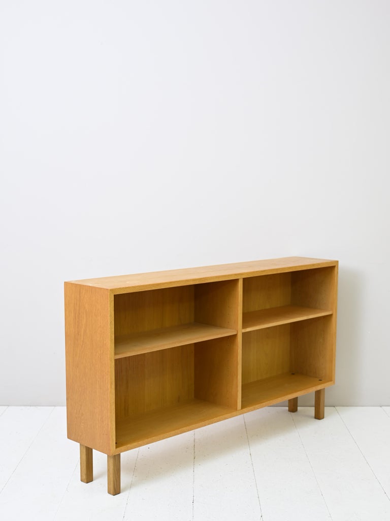 Vintage 1950s Oak Wood Bookcase For Sale at 1stDibs