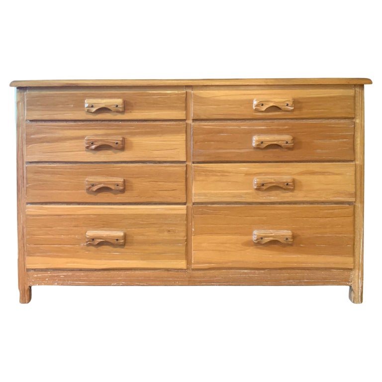 Vintage 1950's Ranch Oak Eight Drawer Chest at 1stDibs