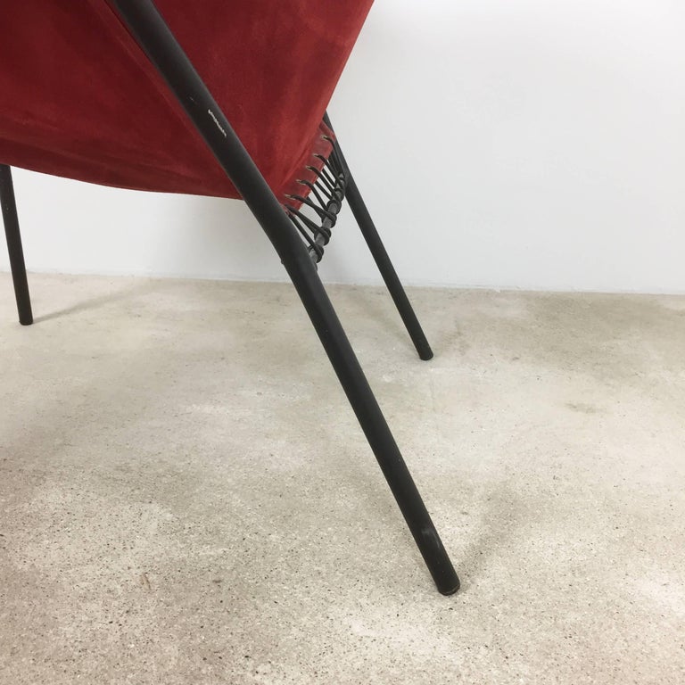 Vintage 1950s Real Red Leather Balloon Easy Chair by Hans Olsen for LEA ...