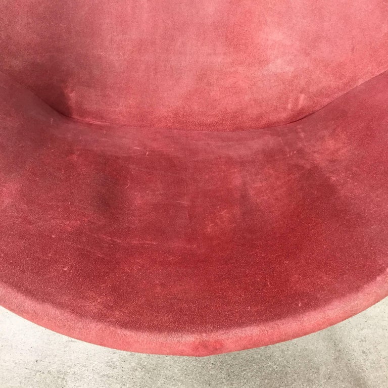 Vintage 1950s Real Red Leather Balloon Easy Chair by Hans Olsen for LEA ...