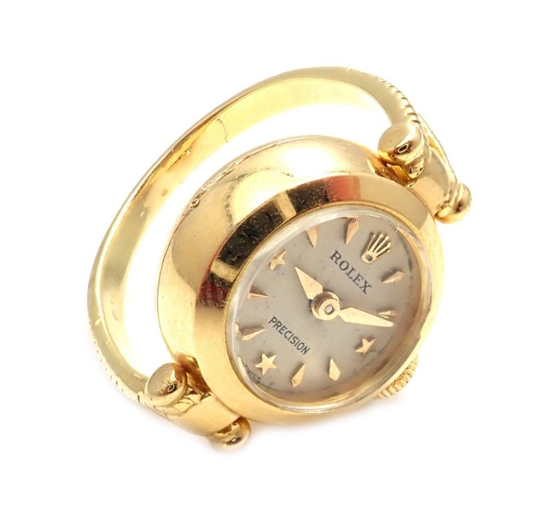 Vintage 1950s Rolex Triple Signed Yellow Gold Watch Ring For Sale at ...