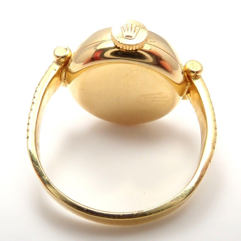 Vintage 1950s Rolex Triple Signed Yellow Gold Watch Ring For Sale at ...