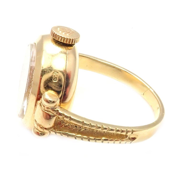 Vintage 1950s Rolex Triple Signed Yellow Gold Watch Ring For Sale at ...