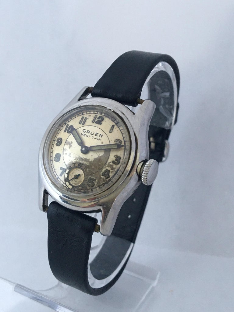 Vintage 1950s Stainless Steel Gruen Veri-Thin Precision Mechanical ...