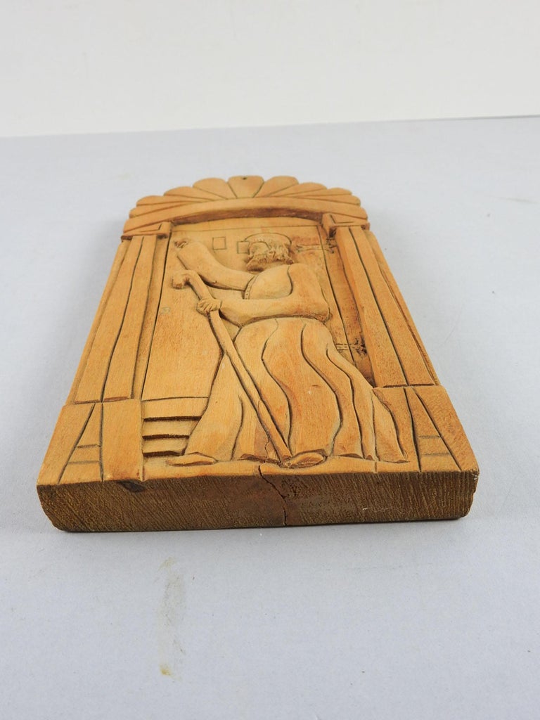 Vintage 1950s Texas Folk Art Carving Retablo For Sale at 1stDibs