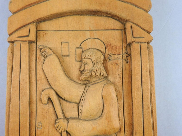 Vintage 1950s Texas Folk Art Carving Retablo For Sale at 1stDibs