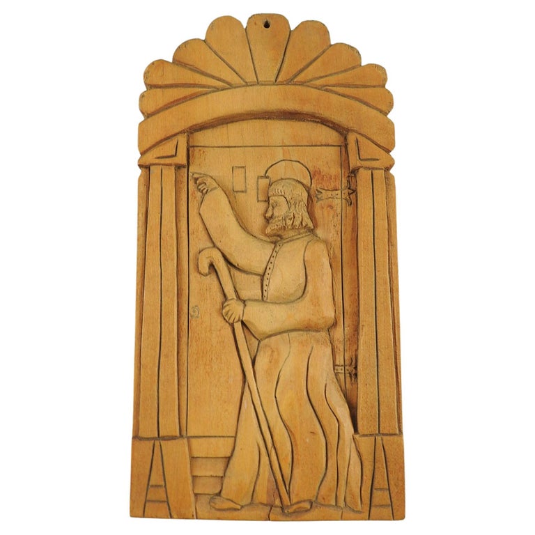 Vintage 1950s Texas Folk Art Carving Retablo For Sale at 1stDibs