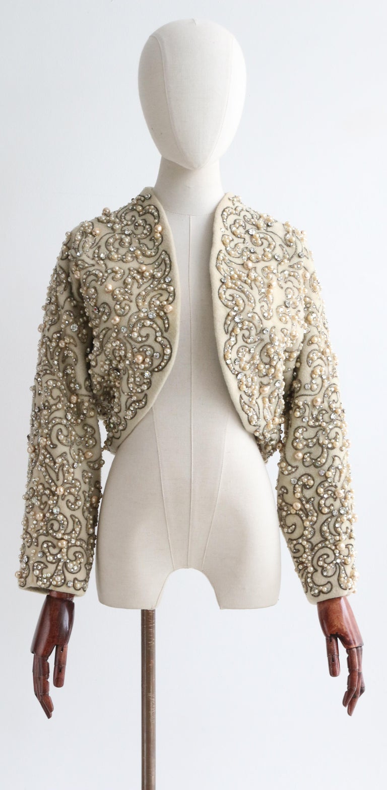 Vintage 1954 Anthony Blotta Cashmere Embellished Bolero UK 8-10 US 4-6 ...