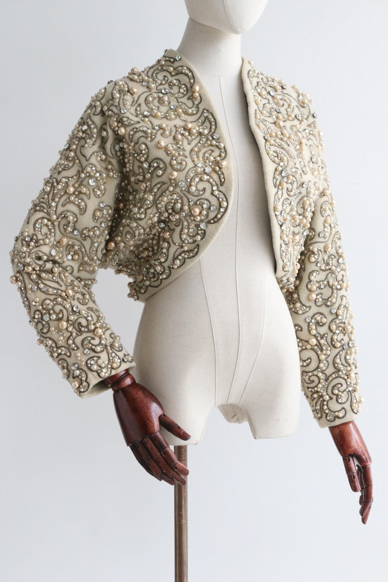Vintage 1954 Anthony Blotta Cashmere Embellished Bolero UK 8-10 US 4-6 ...