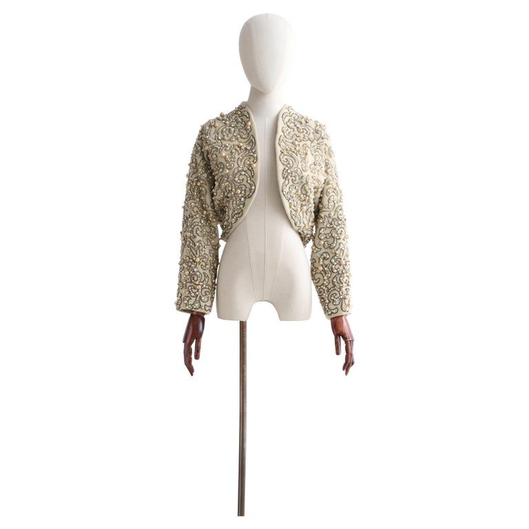 Vintage 1954 Anthony Blotta Cashmere Embellished Bolero UK 8-10 US 4-6 ...