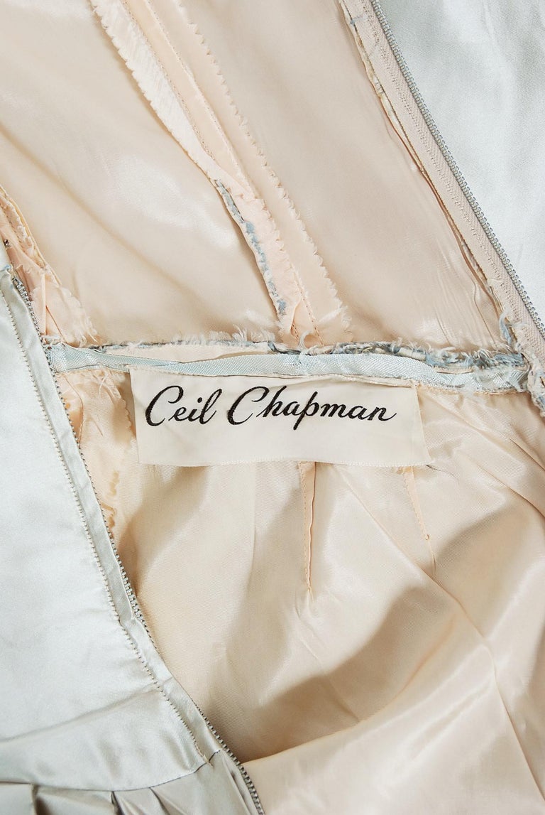 Vintage 1954 Ceil Chapman Documented Silver Silk Hourglass Waterfall ...